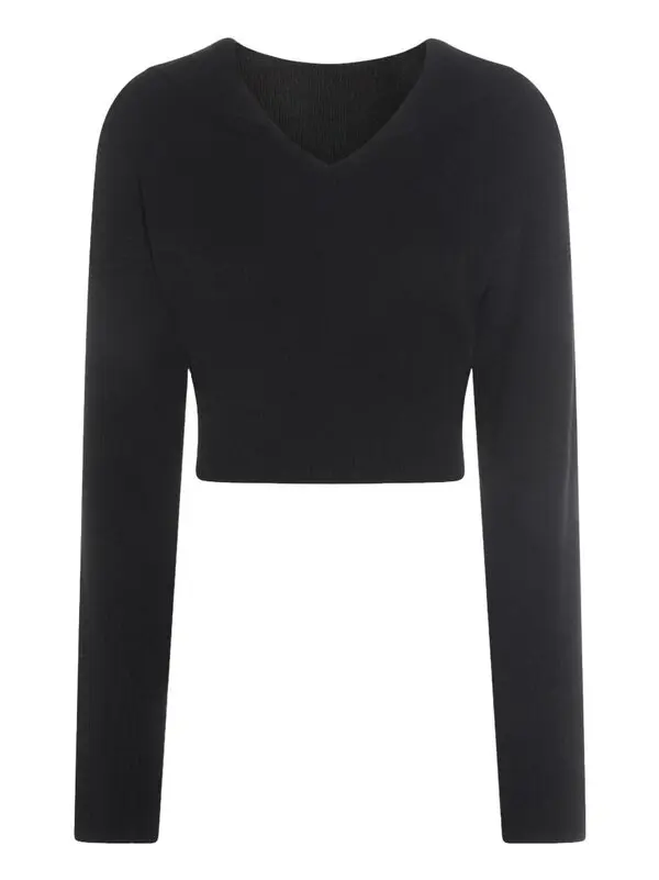 Rick Owens Dracu Cropped V-neck Jumper - Black