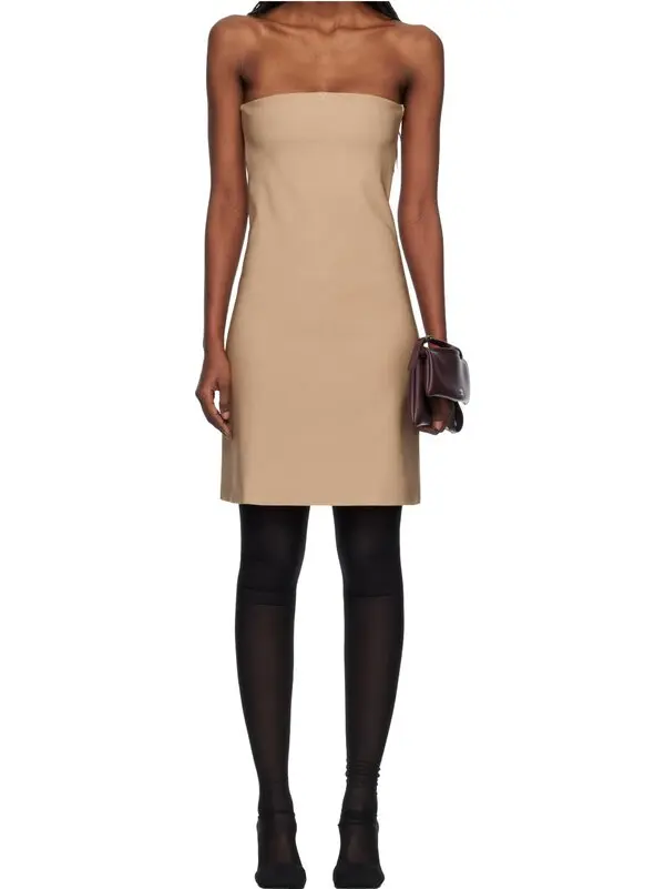 COURREGES Embroidered Logo Knitted Mini Dress - Dune