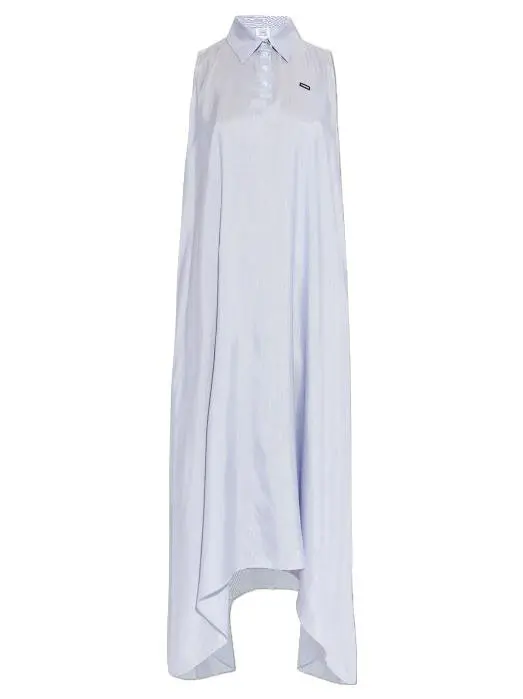 Vetements Sleeveless Collared Shirt Dress With Asymmetrical Hem - Light Blue