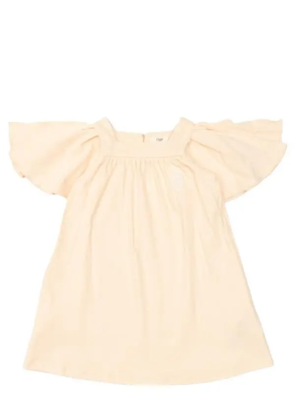 Chloé Short Sleeve Square Neck Dress - Nude