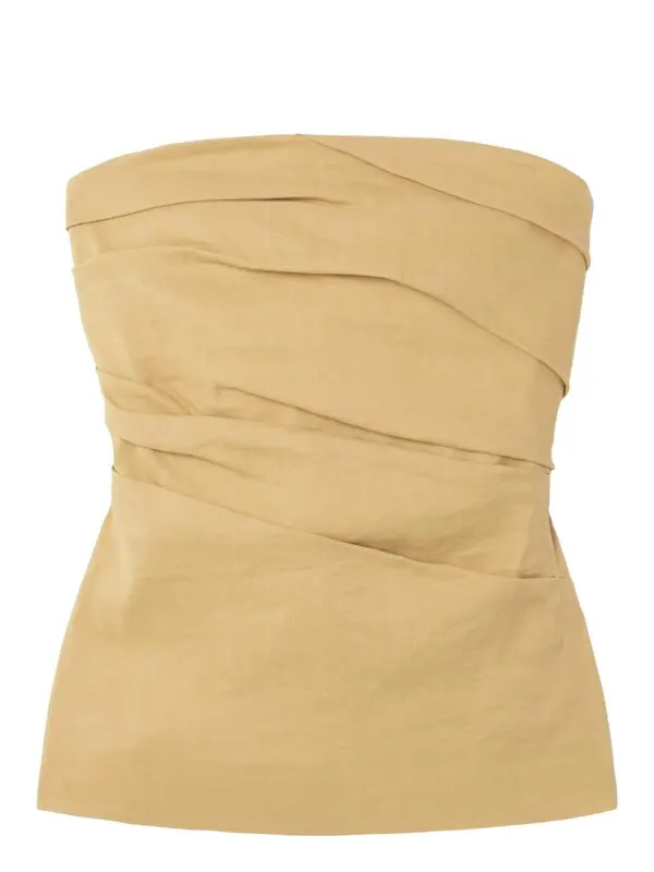 Tove Off-shoulder Top With Back Zipper - Beige
