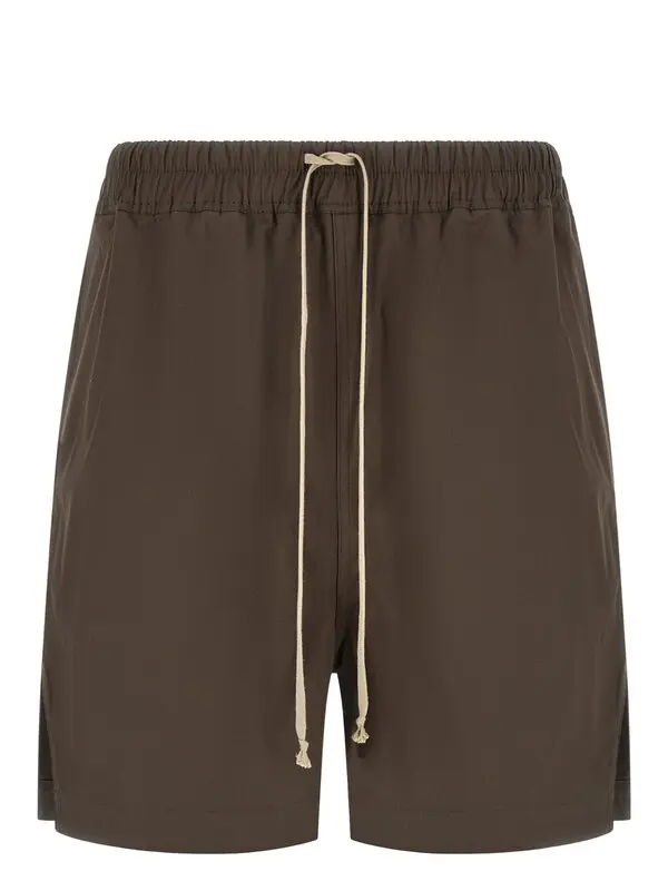 Rick Owens Wide-leg Drawstring Shorts With Side Slits - Brown