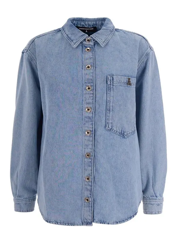 Patrizia Pepe Button-fastening Long-sleeve Shirt - Light Blue