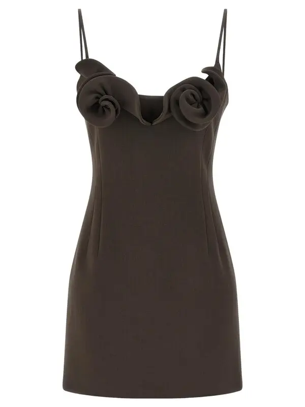 Magda Butrym Floral Applique Mini Dress - Brown