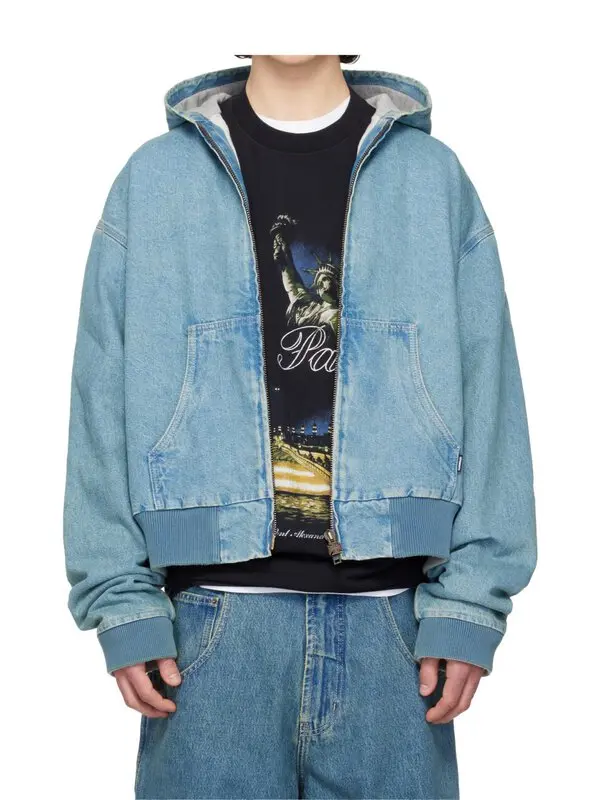 Vetements Distressed Denim Zip-up Hooded Jacket - Vintage Medium Blue