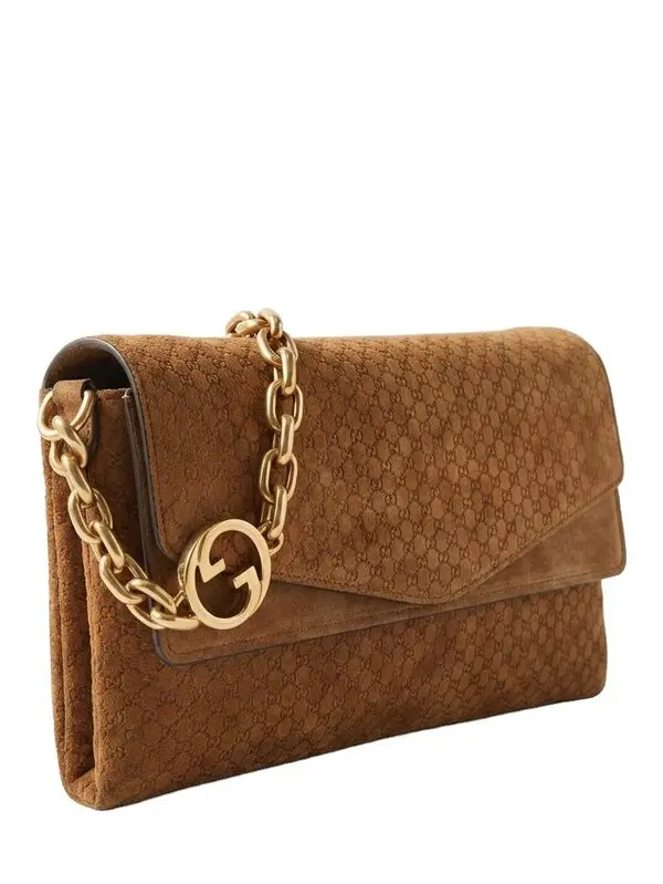 Gucci Chain Linked Large Shoulder Bag - Brown