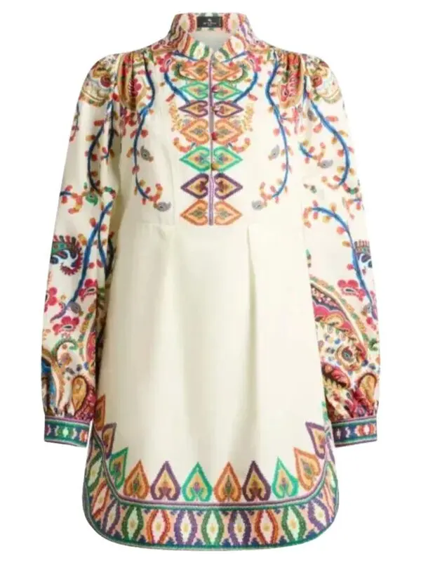 Etro Paisley Print Mini Dress - White