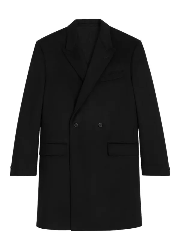 Celine Double-breasted Wool Cloth Coat - Black
