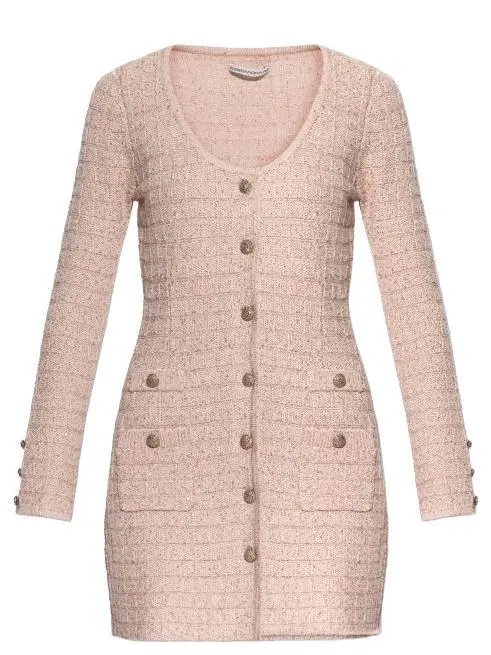 Alessandra Rich Sequin Tweed Mini Dress - Pink