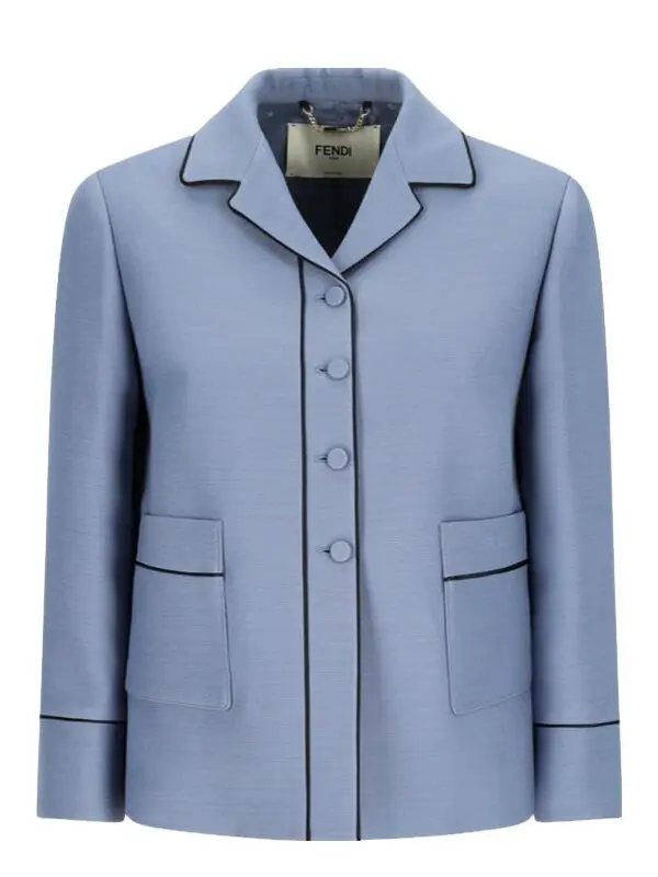 Fendi Piped Blouson Jacket - Blue