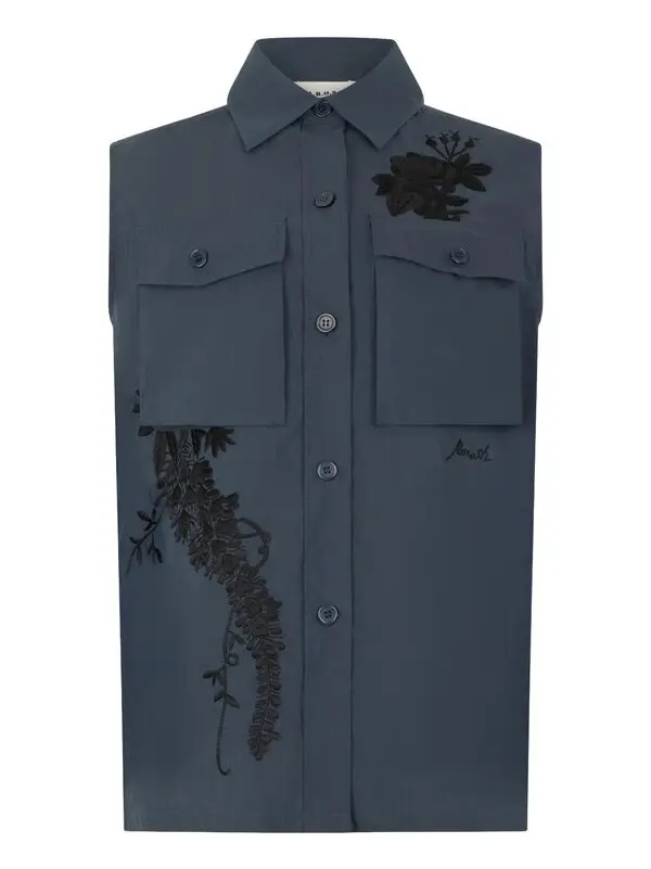 P.a.r.o.s.h Embroidered Sleeveless Utility Shirt - Black