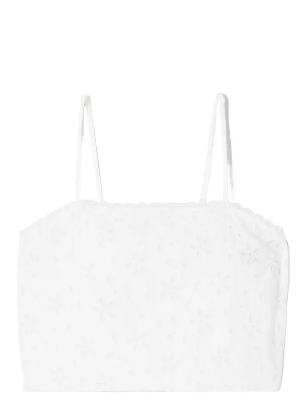Posse Salma Embroidered Cropped Top - White