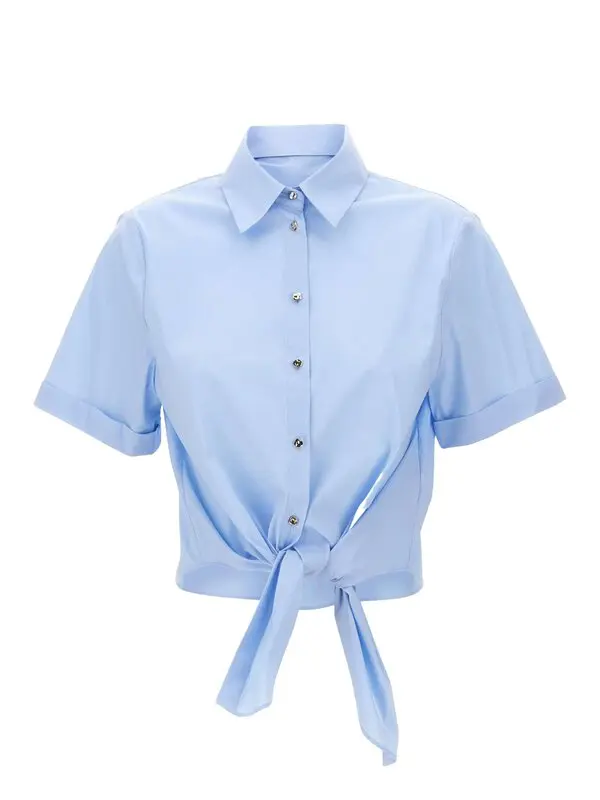 Liu Jo Cropped Tie-front Shirt - Blue