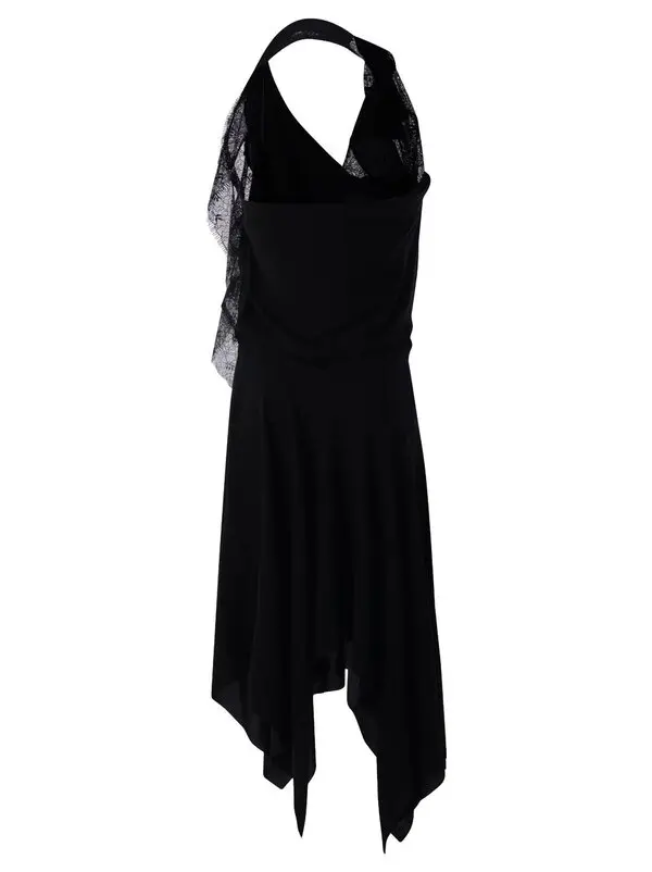 Junya Watanabe Lace-trim Halterneck Handkerchief-hem Dress - Black