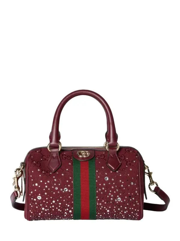 Gucci Embellished Ophidia Small Boston Bag - Red