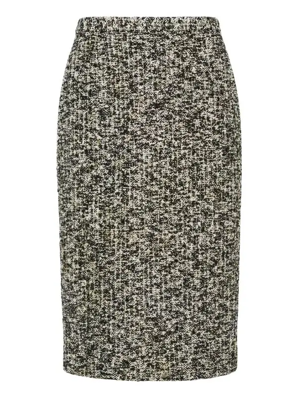 Gucci Laminated Bouclé Pencil Skirt - Black And White