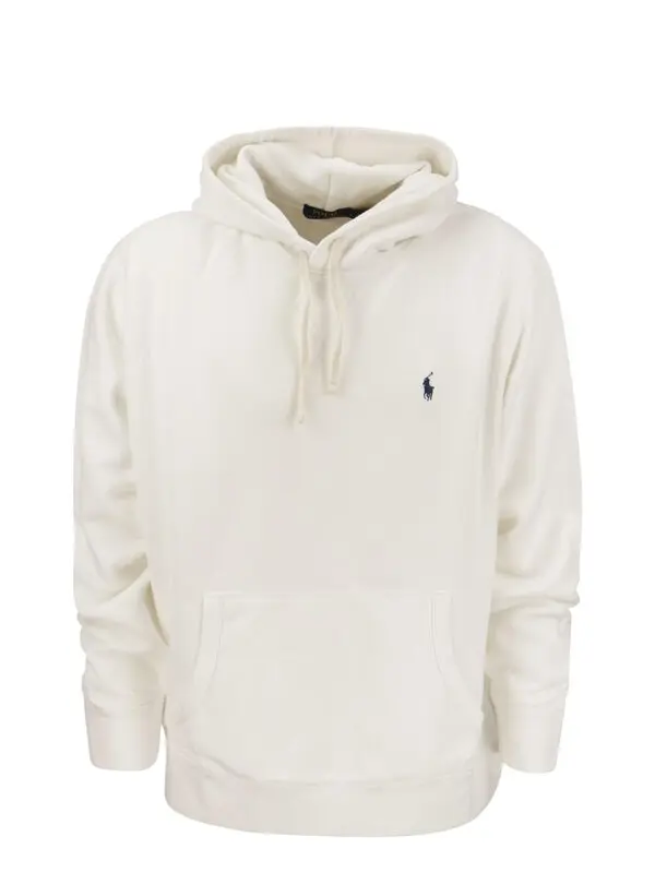 Ralph Lauren Polo Logo Embroidered Drawstring Hoodie - White