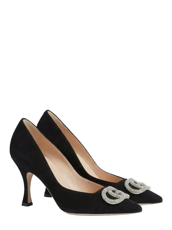 Gucci Crystal Interlocking G Pumps - Black