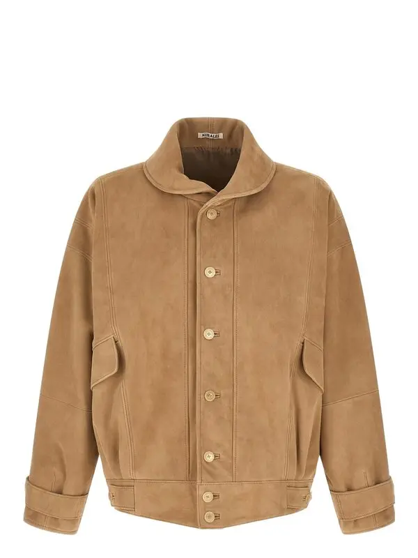 Auralee Suede Bomber Jacket - Brown