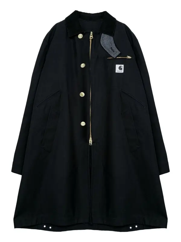 Carhartt Work In Progress X Sacai Duck Coat Logo Trench Coat - Black