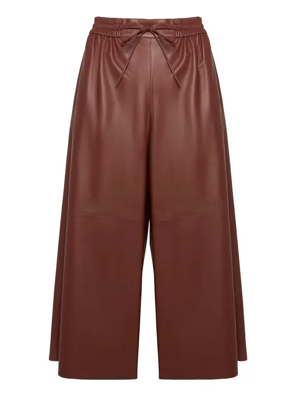 YVES SALOMON Drawstring Leather Culottes - Wine Red