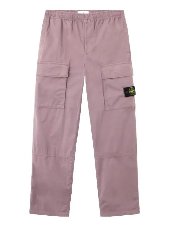 Stone Island Logo Patch Loose Cargo Pants - Purple-gray