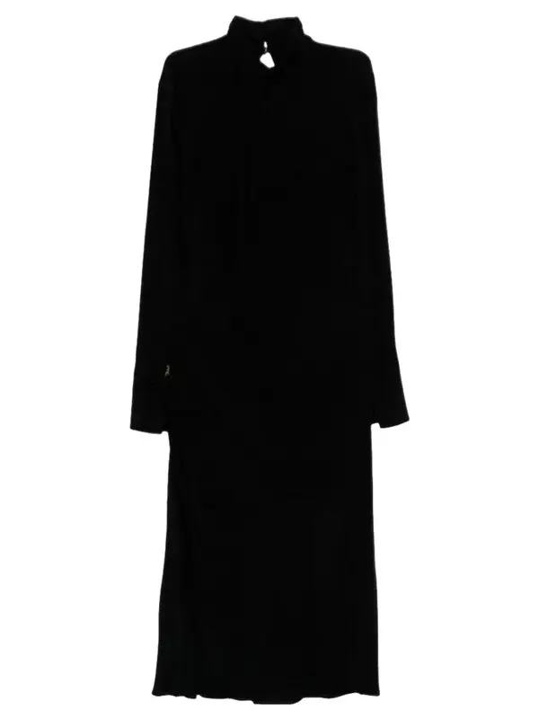 Patrizia Pepe Long Sleeve Tie-neck Dress - Black