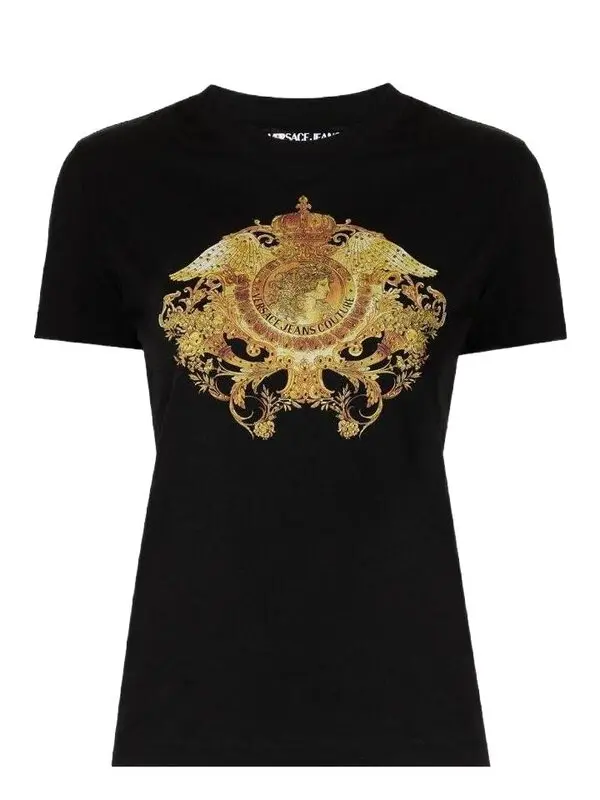 Versace Graphic Print Cotton T-shirt - Black
