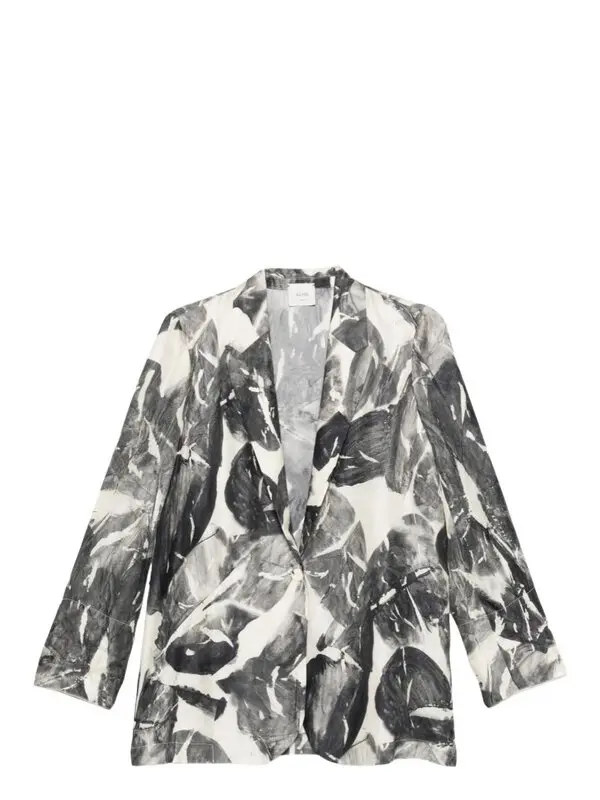 ALYSI Printed Collared Jacket - Gray