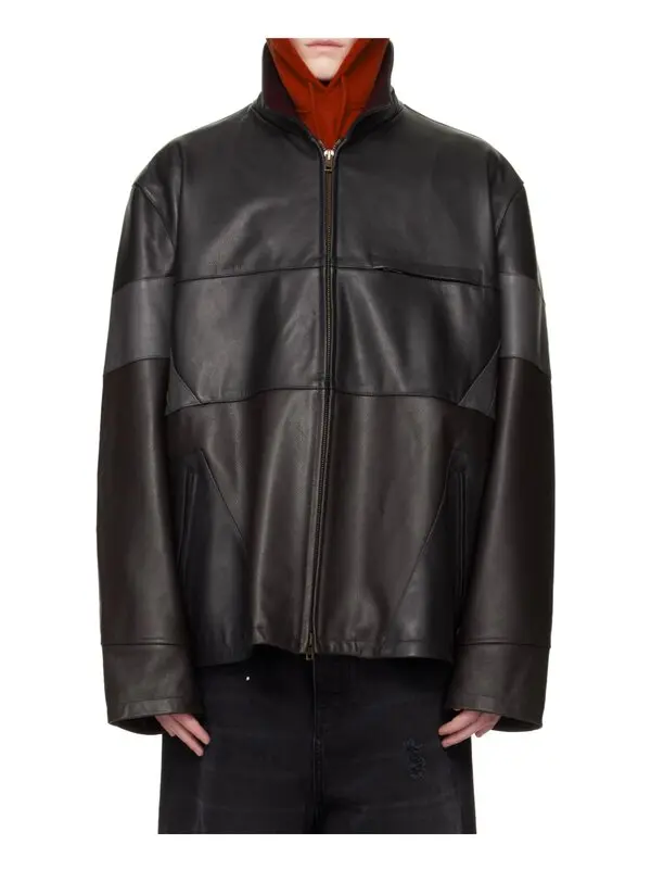 Vetements Patchwork Leather Biker Jacket - Brown/black