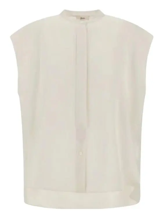 Herno Flap-sleeve Band Collar Shirt - Natural Color