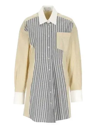 Stella McCartney Paneled Stripe Shirt Dress - Gray
