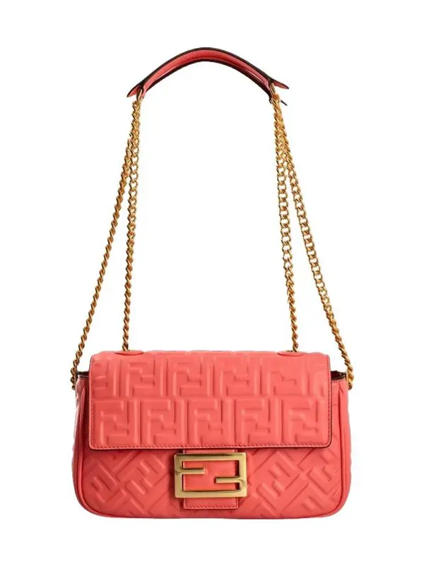 Fendi Baguette Chain Midi Shoulder Bag - Red