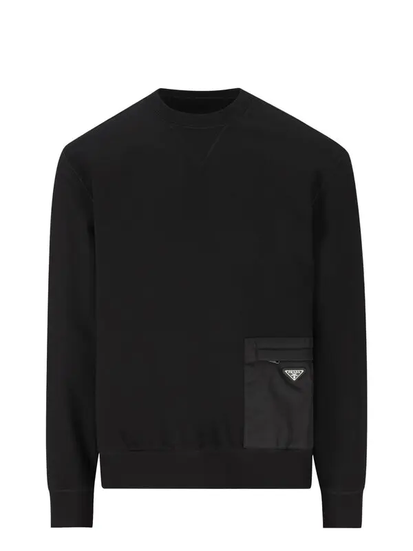 Prada Crew Neck Long-sleeved Sweatshirt - Black