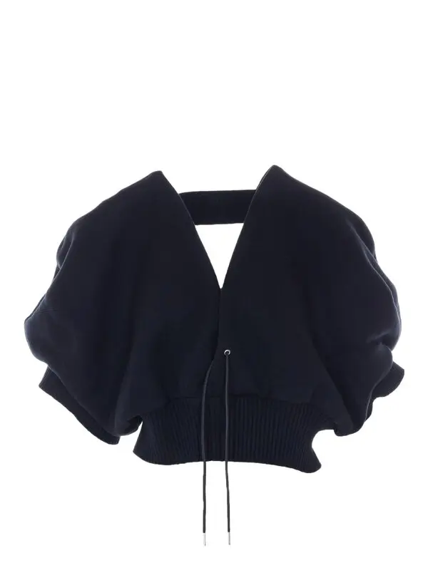 Sacai Knit Pullover With V-neck And Drawstring Details - Black