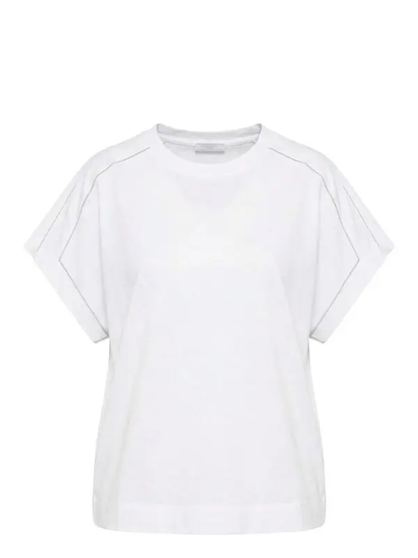 Peserico Crew-neck T-shirt With Contrasting Seams - White