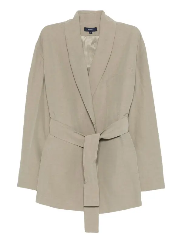 Soeur Come" Belted Shawl Collar Jacket - Nude