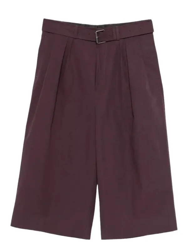 Dries Van Noten Belted Poplin Shorts - Dark Purple