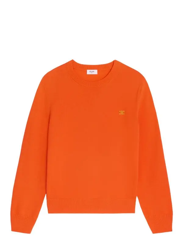 Celine Crewneck Sweater In Fine Wool - Orange