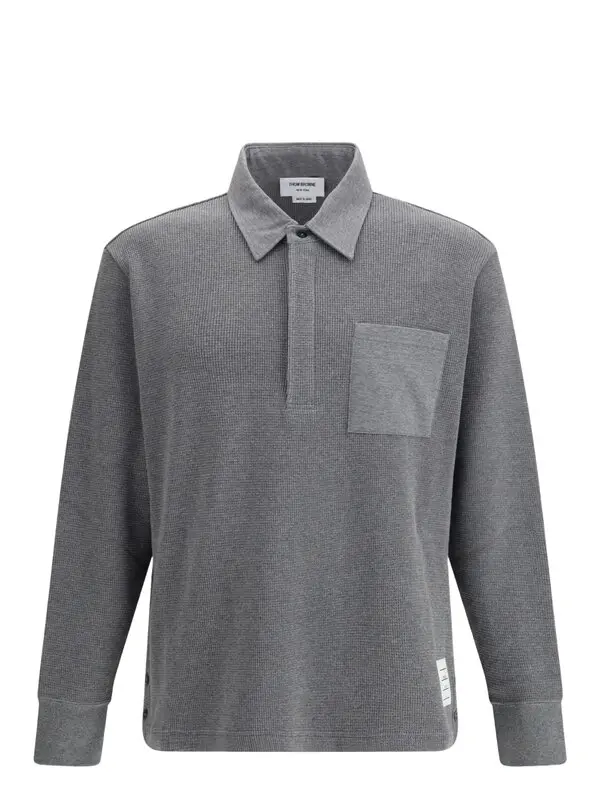 Thom Browne Logo Patch Polo Shirt - Medium Gray