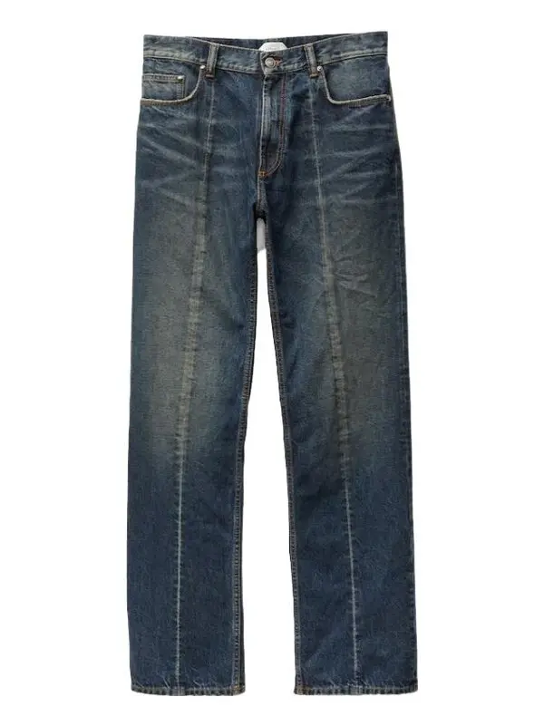 Versace Distressed Straight-leg Jeans - Blue