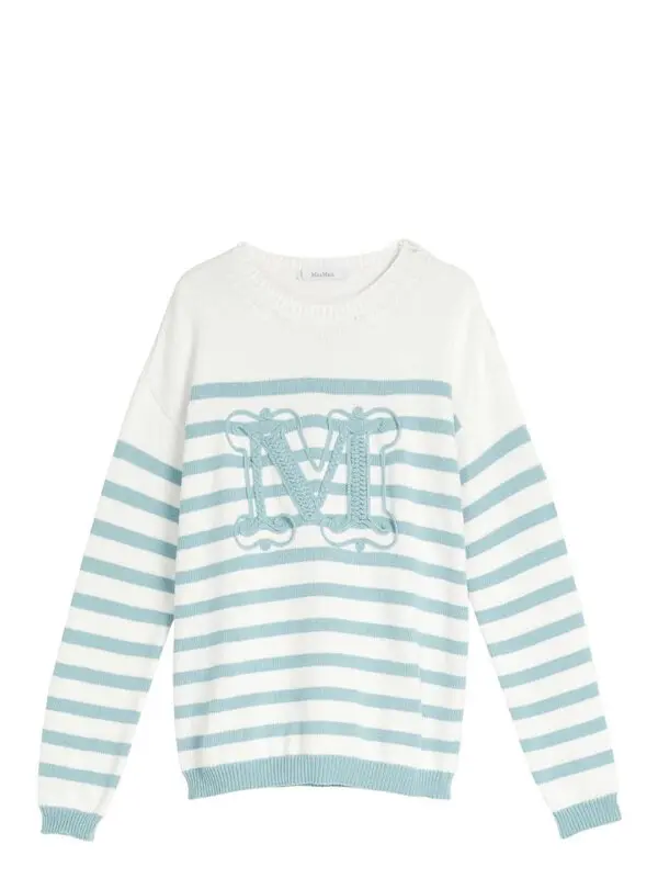 Max Mara Striped Pullover With Embroidered Logo - White