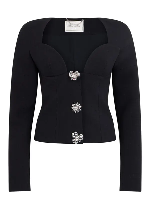 Blumarine Cropped Jewel-button Blazer - Black