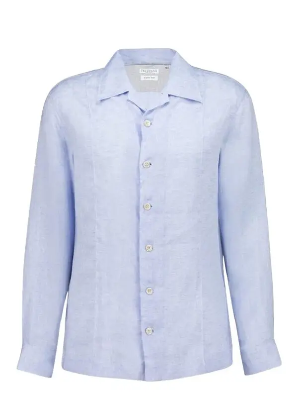 Brunello Cucinelli Crête Detailed Easy Fit Shirt - Blue