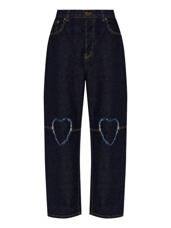 Moschino High-waisted Jeans With Heart Detail - Navy Blue