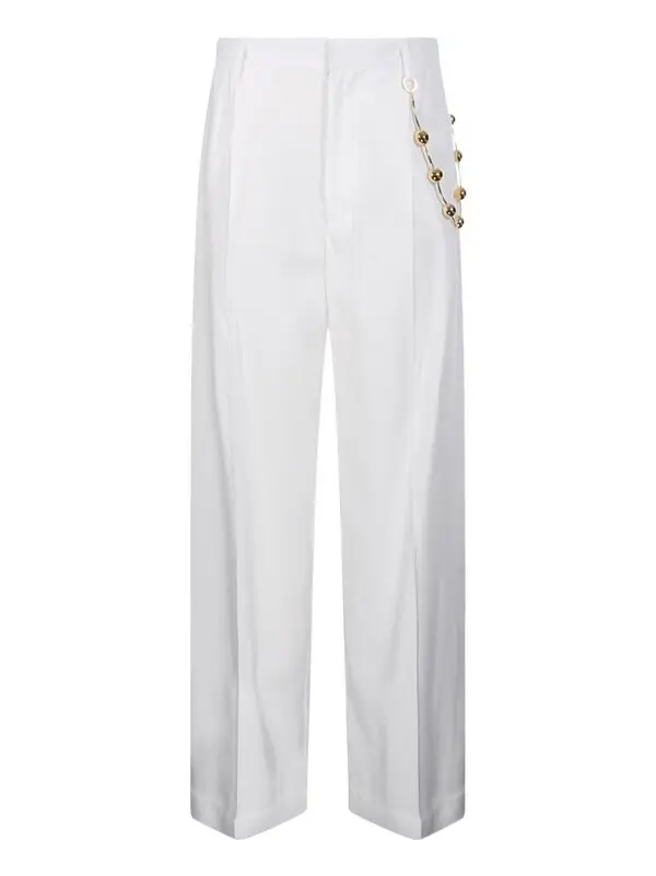 DARKPARK Beaded Trim Wide-leg Trousers - White