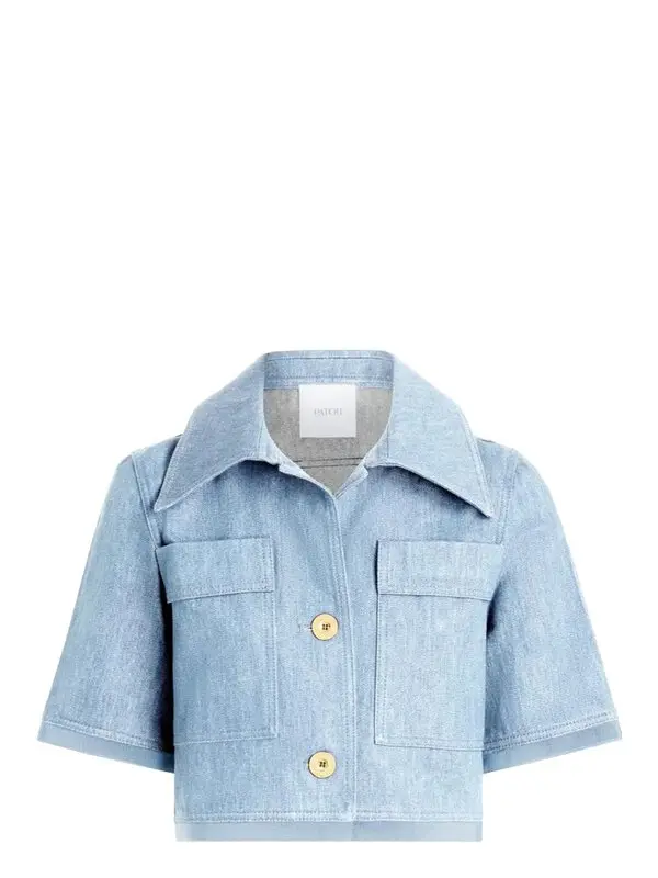 PATOU Short-sleeved Button-up Jacket - Light Blue