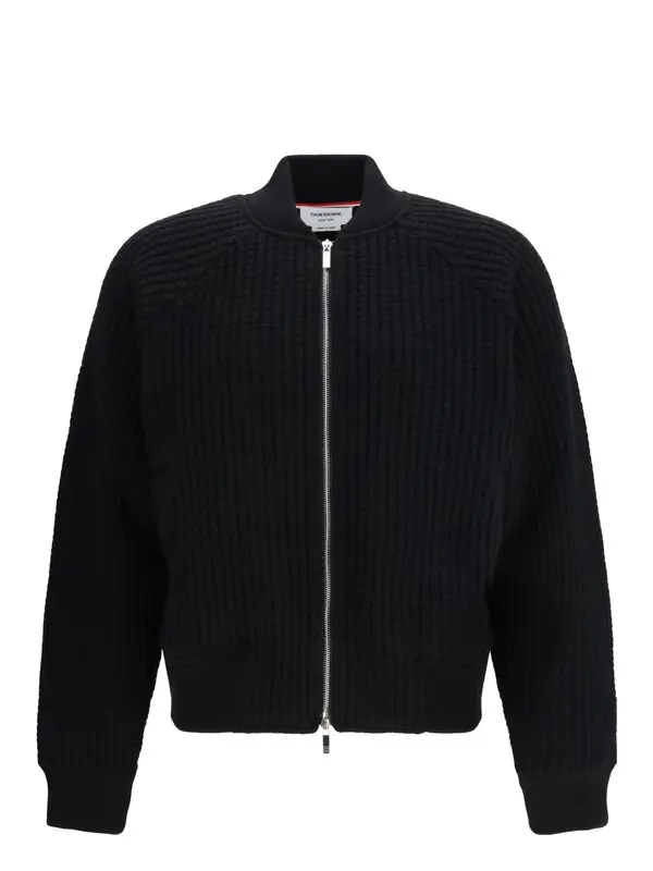Thom Browne Knit Zip-up Bomber Jacket - Black