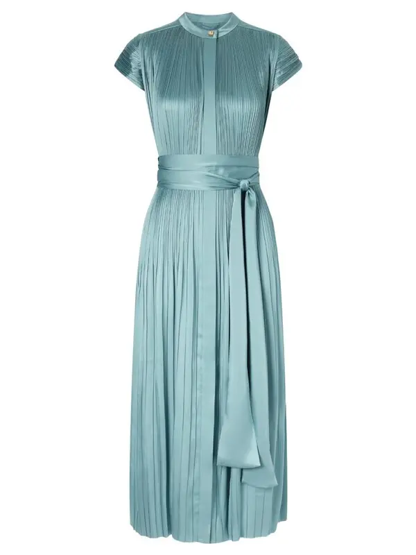 JOSEPH Phare Pleated Belted Dress - Blue
