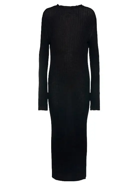 Khaite Sigrid Fine Wool Long Dress - Black